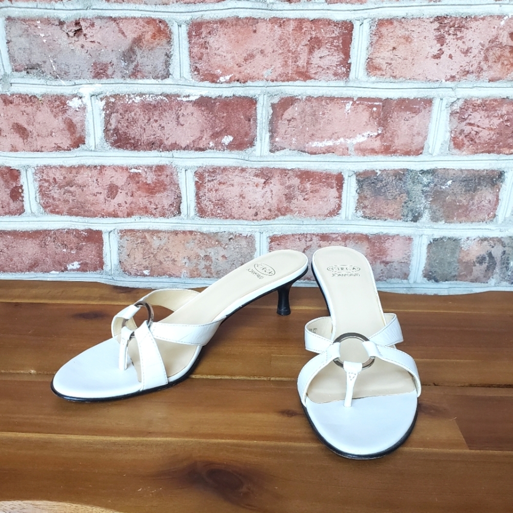 Joan And David White Kitten Heel Sandal Gem